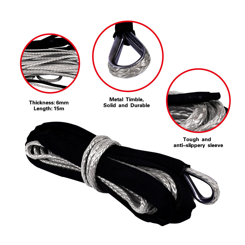 X-BULL 1/4''X50' Recovery Cable Winch Synthetic Rope Line 8000LBS ...