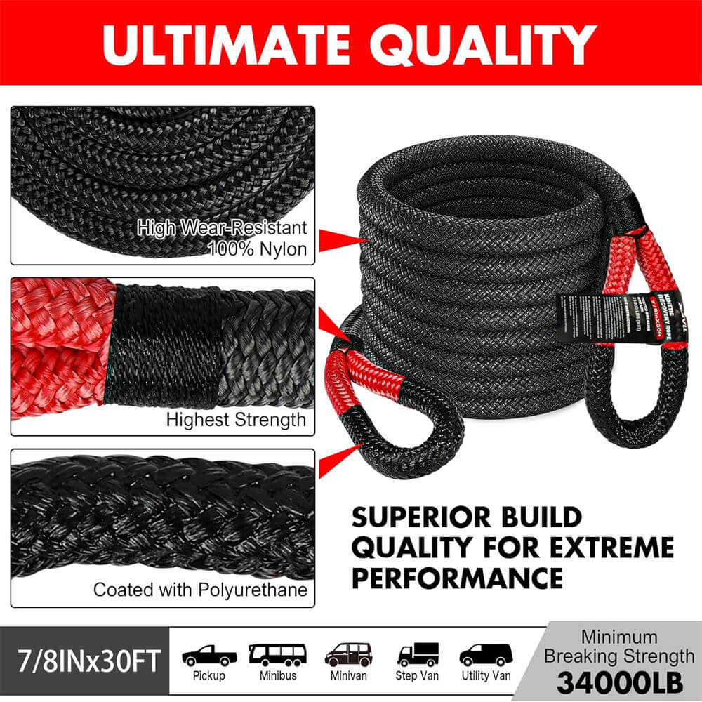 X-BULL Winch Kinetic Rope Recovery Kit 7/8" X 30ft 34000 LBS – X-BULL ...